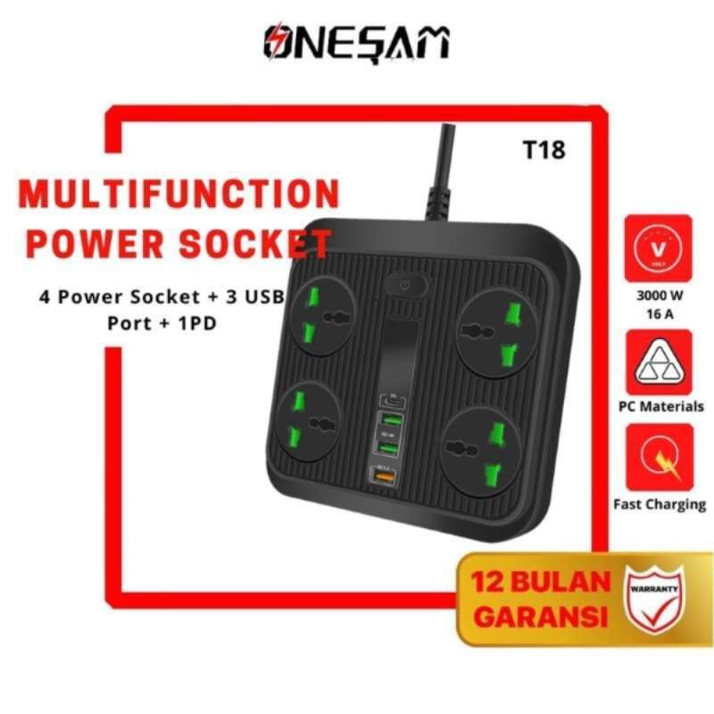 Jual ONESAM Fast Charging Stop Kontak Sambungan USB Power Socket Listrik - T18 di Seller Onesam ...