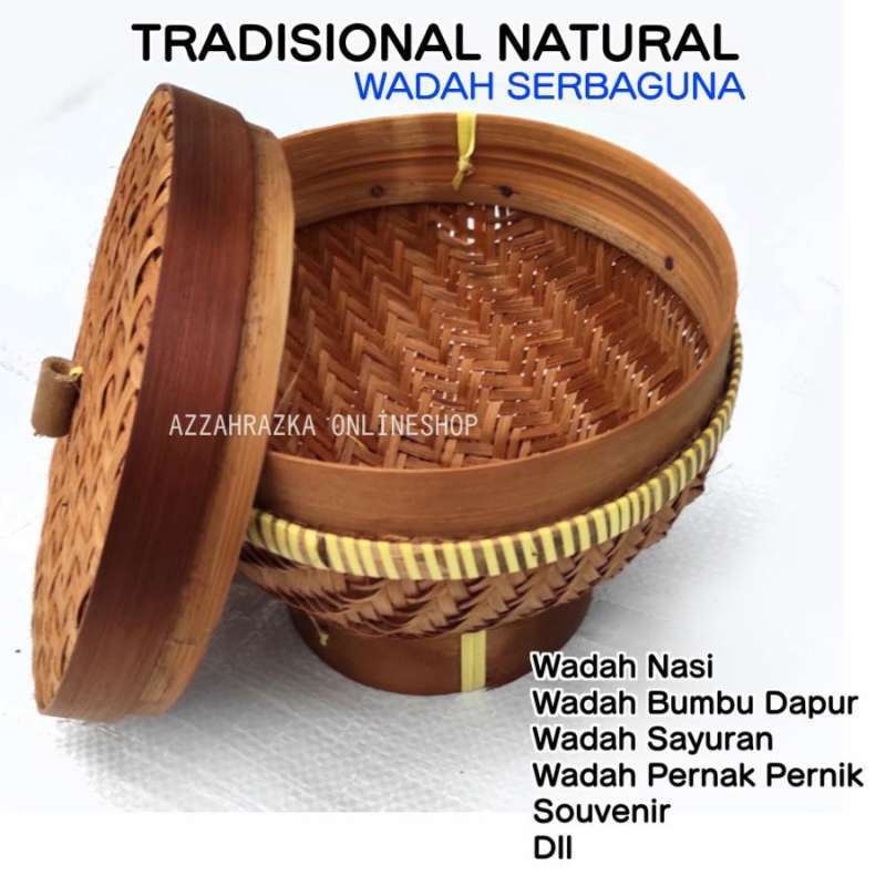 Jual Tempat Wadah Nasi Bumbu Dapur Tradisional Anyaman Bambu Bakul ...