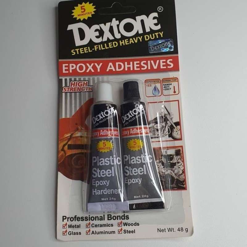 Jual Lem Epoxy Besi Kayu Plastik 5 Menit Hitam Putih DEXTONE di Seller ...