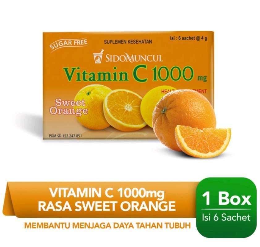 Jual Suplemen Vitamin C1000 Sidomuncul Sweet Orange (1 Box 6 Sachet) di ...