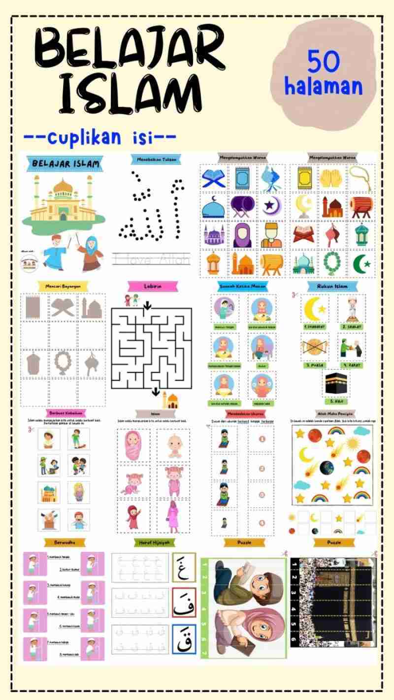 Jual 100 Hal Worksheet Anak Islami Belajar Agama Islam Muslim Buku Tk ...