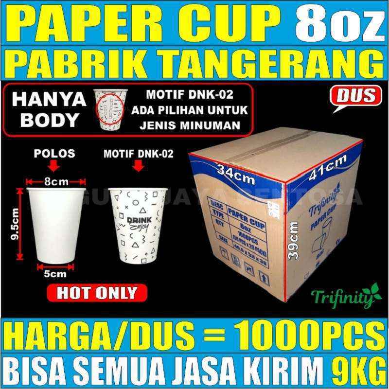 Promo Paper Cup 8oz Per Dus Gelas Kertas Kopi Tahan Panas 240ml Murah ...