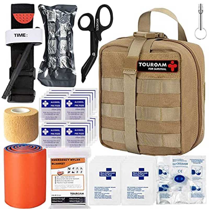 Promo TOUROAM IFAK Molle Trauma Kit- Emergency Survival First Aid Kit, Military Tactical Admin ...