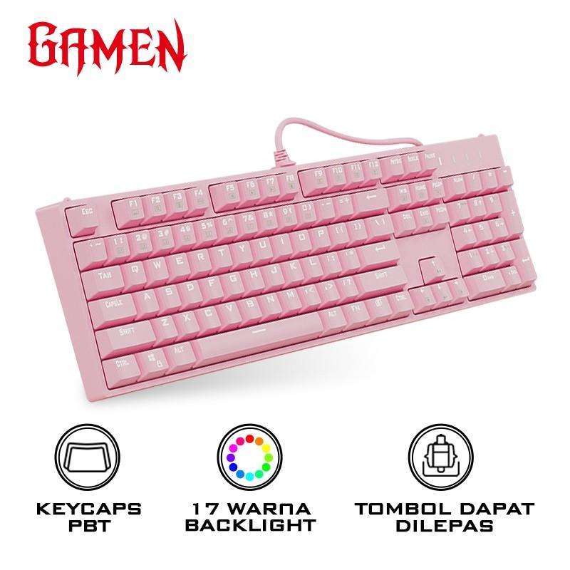 Promo Gamen Titan Keyboard Gaming Mekanikal Pink Edition Original ...