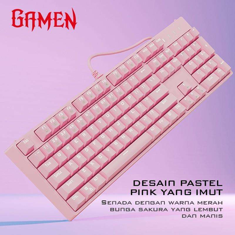 Promo Gamen Titan Keyboard Gaming Mekanikal Pink Edition Original ...