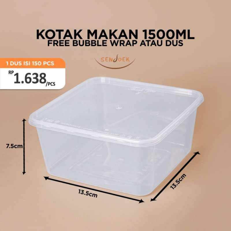 Jual Kotak Plastik Bening 1500 Ml Lunch Box Kotak Makan Food