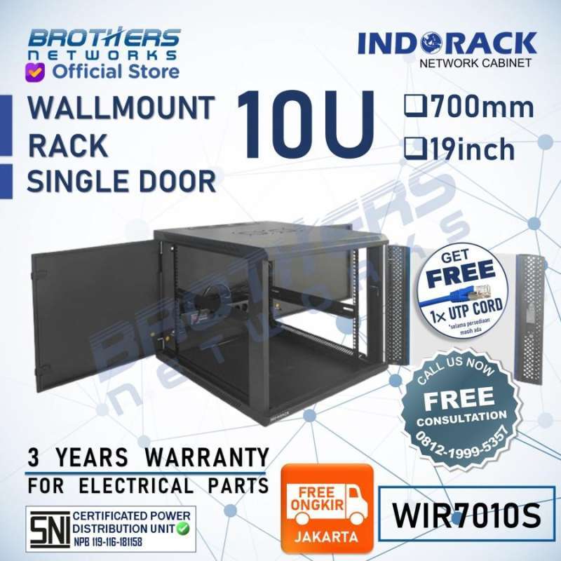 Jual WALLMOUNT 10U 700MM SINGLE DOOR INDORACK WIR7010S - WALL MOUNT ...