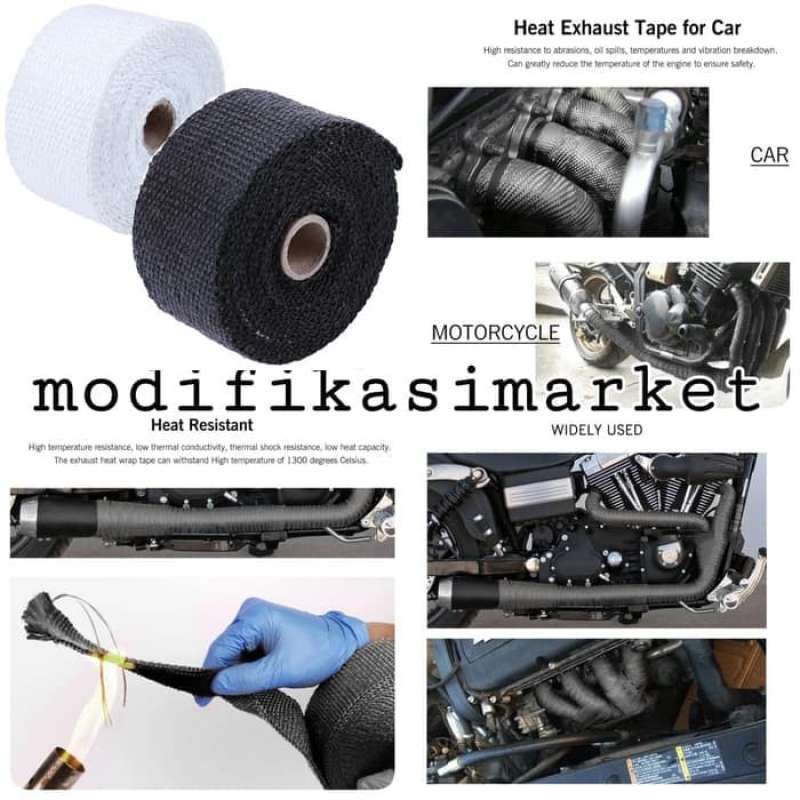Jual GLASS FIBER HITAM PEMBALUT PEREDAM PANAS KNALPOT / EXHAUST WRAP ...