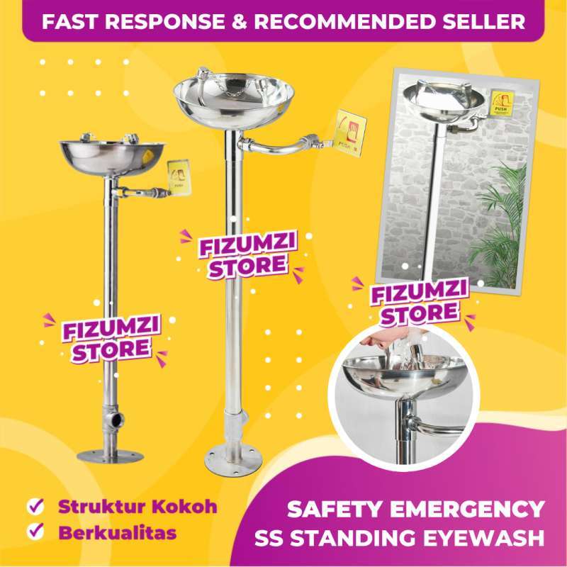 Jual Emergency Stainless Eyewash Standing, Pedestal Mount Eyewash ...