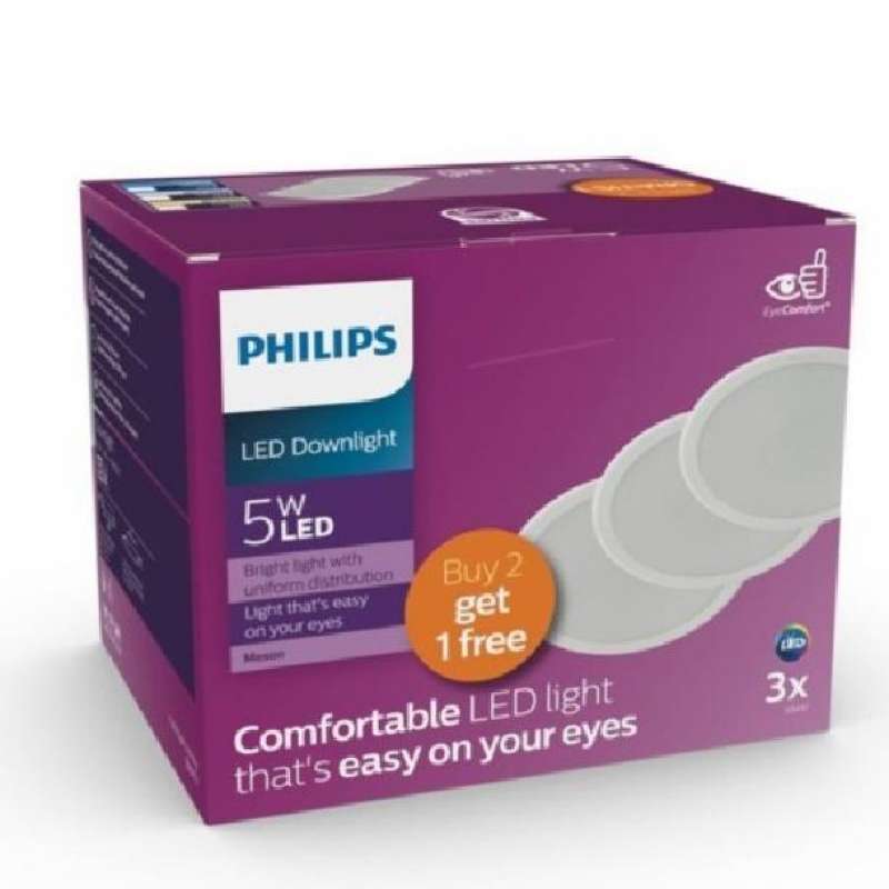 Jual PHILIPS Downlight LED 5W MESON Multipack Isi 3 pcs 59447 6500K ...