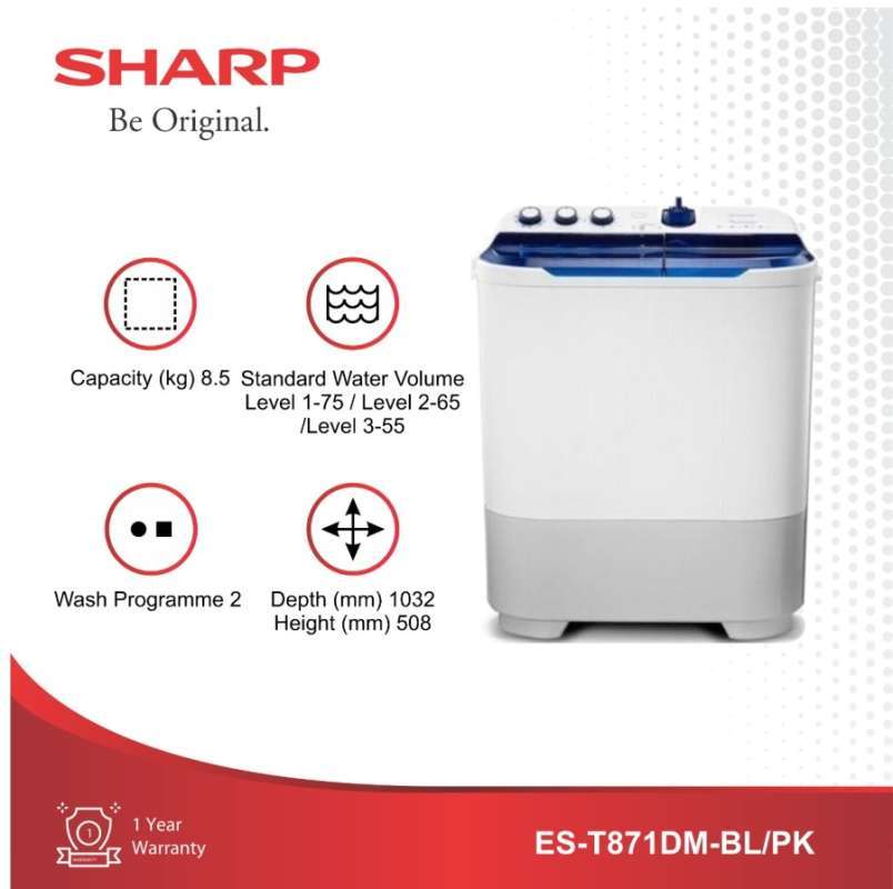 Jual Sharp Es-t871dm-bl/pk Twin Tub Washing Machine [8.5 Kg] Di Seller ...