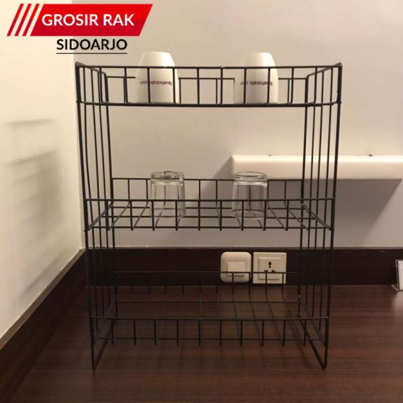 Jual Mahameru Rak Gelas Dapur Rata Knockdown Besi 3 Susun Serbaguna ...