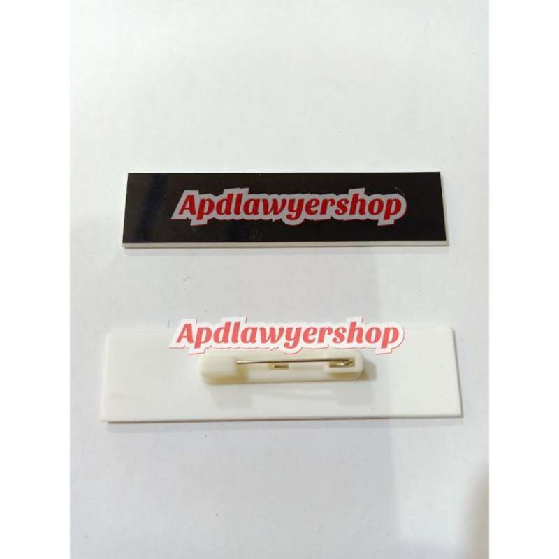 Jual Papan Nama Dada Peniti Akrilik Gravo 2cm Ã 8cm Hitam putih tebal ...