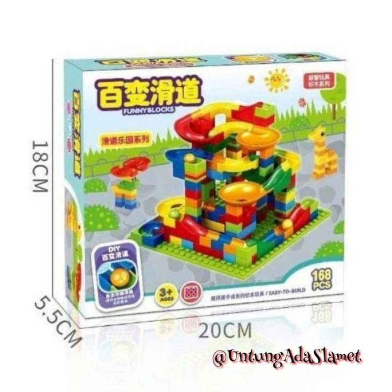 Promo mainan anak track maze slide ball building block Mini Marble run ...