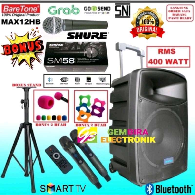 Jual Paket Speaker Aktif Karaoke Baretone 12 Inch Max12Hb Portable Original di Seller Gembira ...