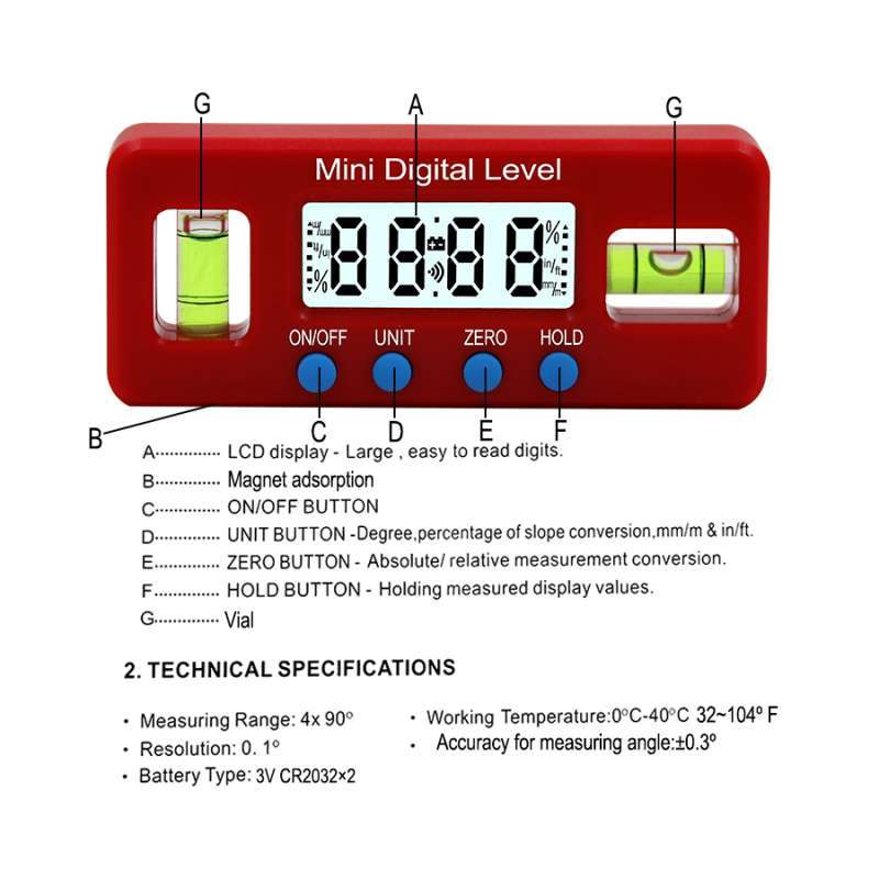 Jual Alat Ukur Sudut Kemiringan / Mini Digital Level / Waterpass Water ...