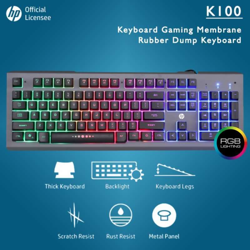 Promo Keyboard Gaming / Gaming Keyboard HP K100 - RGB Membrane Keyboard ...