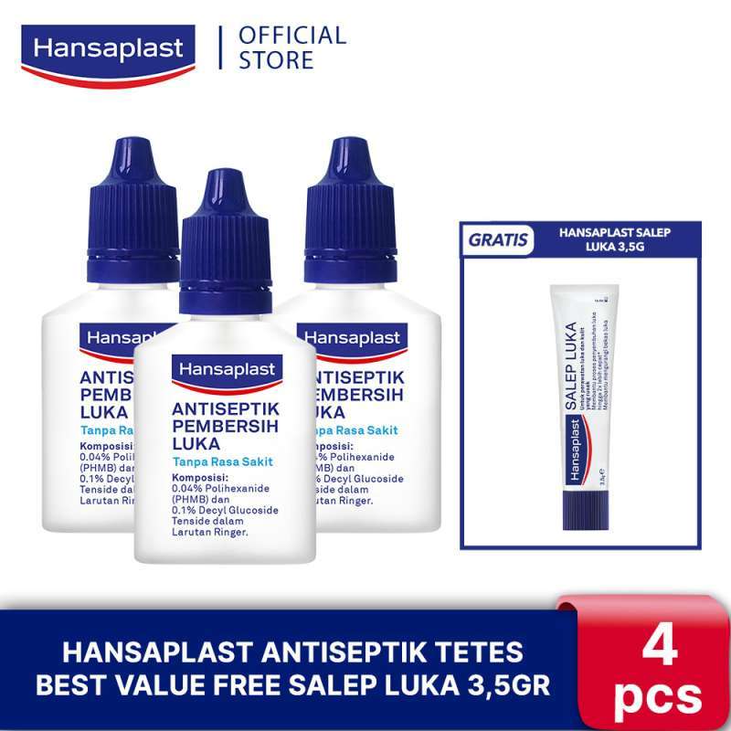 Jual Hansaplast Antiseptik Tetes Best Value FREE Salep Luka 3,5gr ...