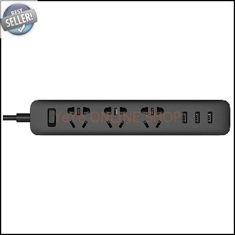 Jual Xiaomi Mi Smart Power Strip Plug Adapter with 3 USB - Black G1000 ...