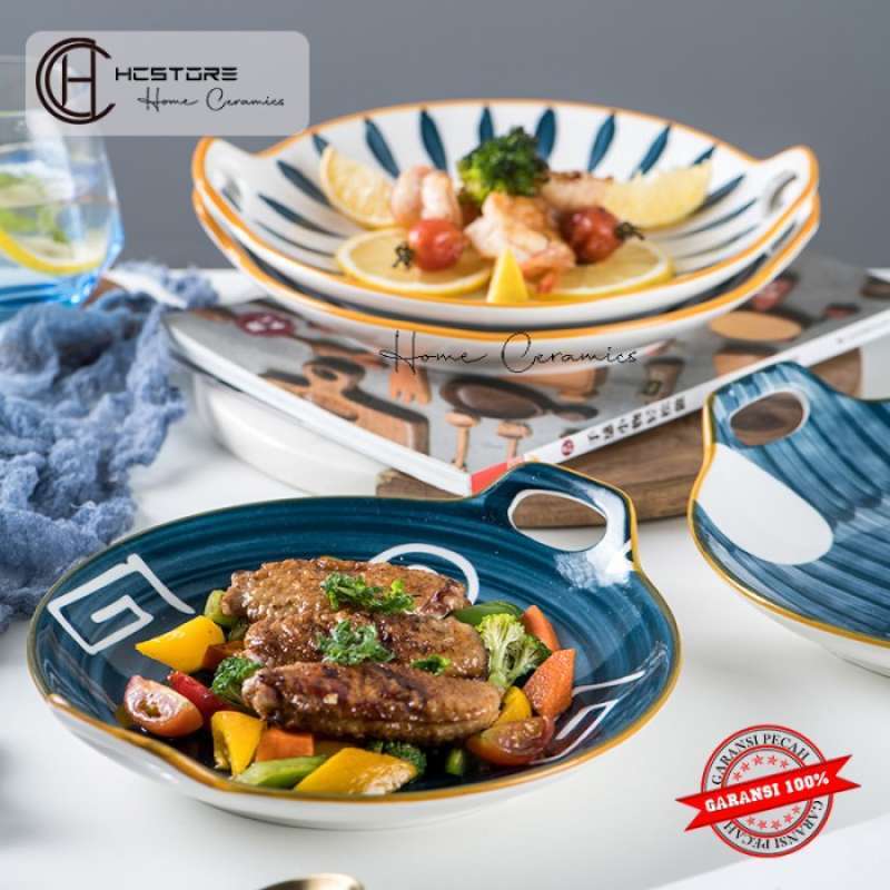 Promo Piring Keramik Bulat Gagang Telinga Ukuran 9 Inch Design Jepang ...