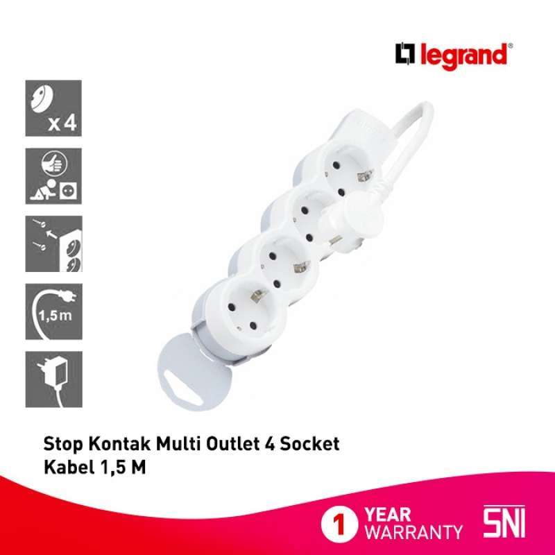 Promo Legrand Stop Kontak Multi Outlet 4 Socket - Kabel 1,5 M Diskon 41 ...