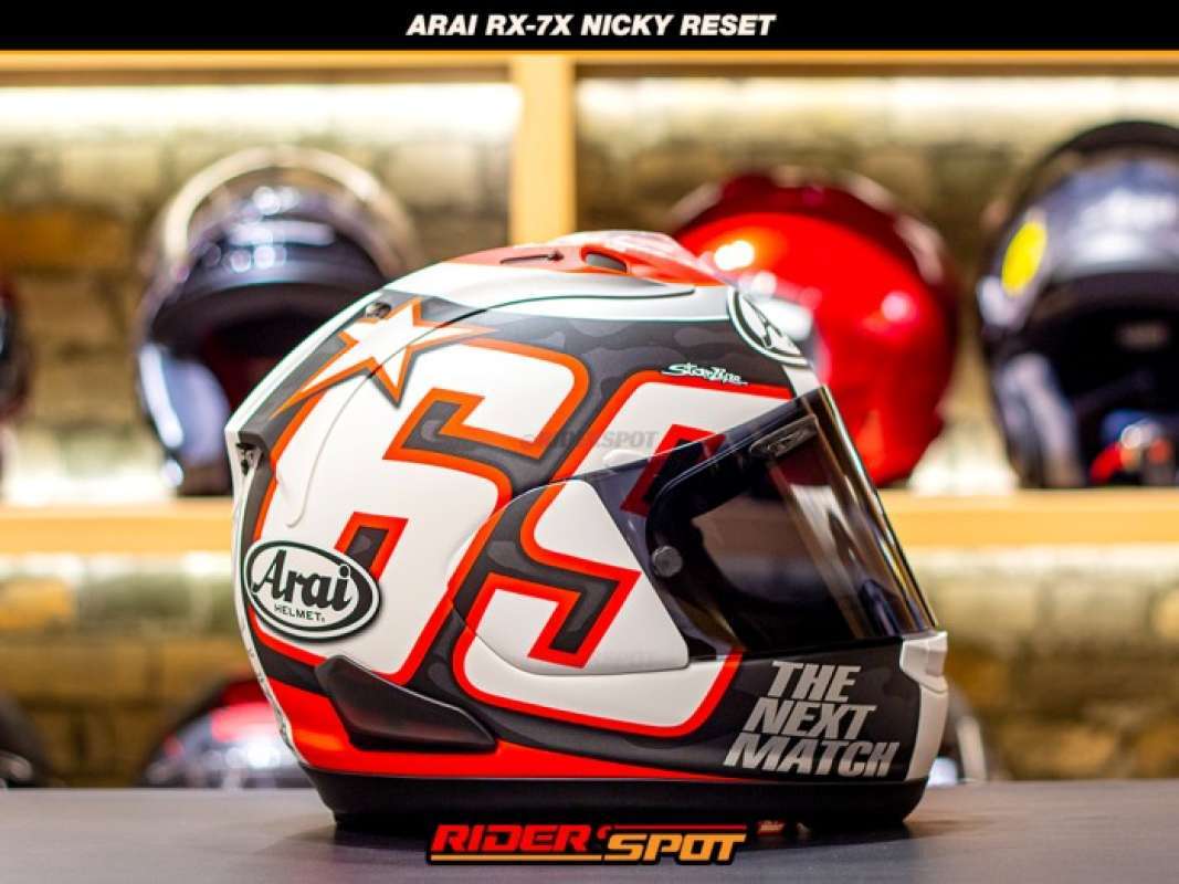 Jual Helm Motor ARAI RX-7X NICKY RESET 69 Full Face Original Helmet Japan di Seller Pusat Helm ...