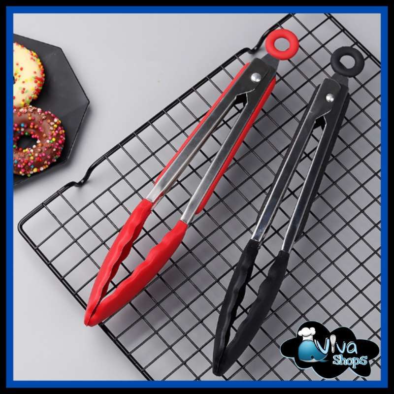 Jual TONGS FOOD STAINLESS SILICONE / PENCAPIT KUE DAN GORENGAN TAHAN ...