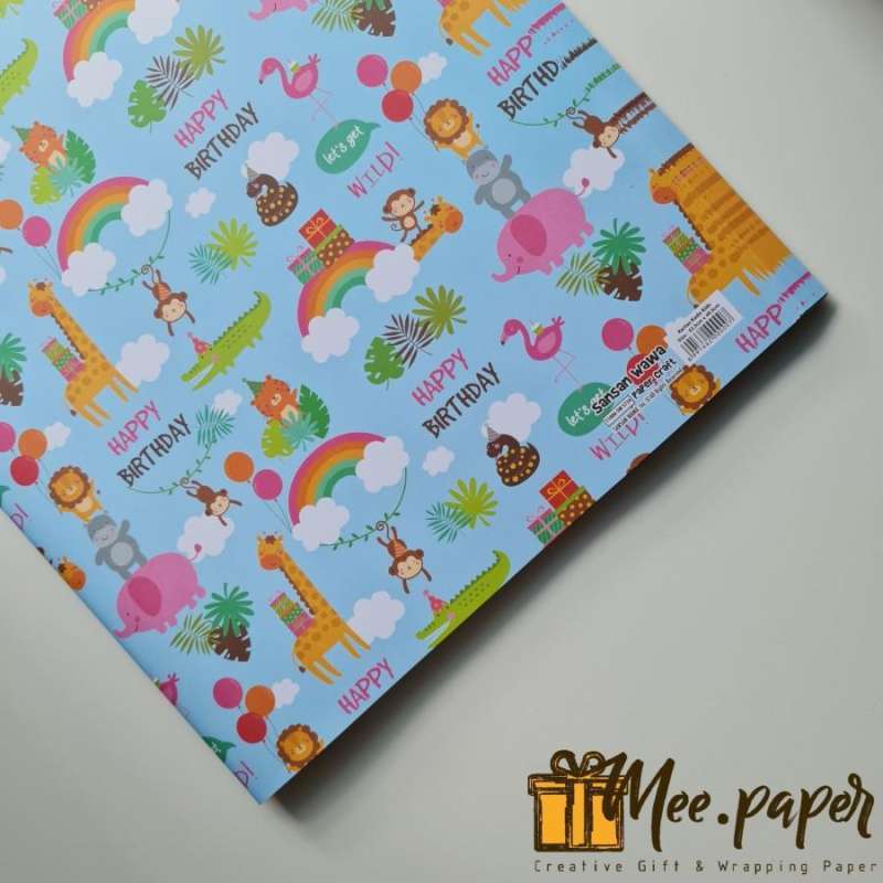 Jual Kertas Kado Sansan Wawa Motif HBD 20 Animal, Bungkus / Wrapping ...