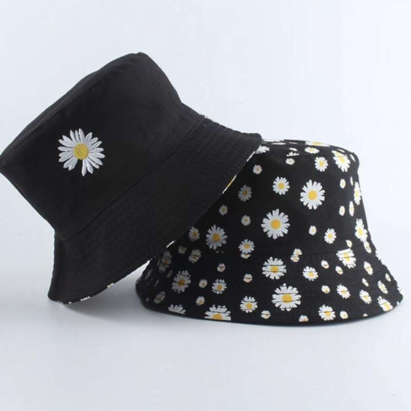 Jual Topi Bucket Dua Sisi Anti Uv Motif Bordir Dan Sablon Bunga Daisy ...