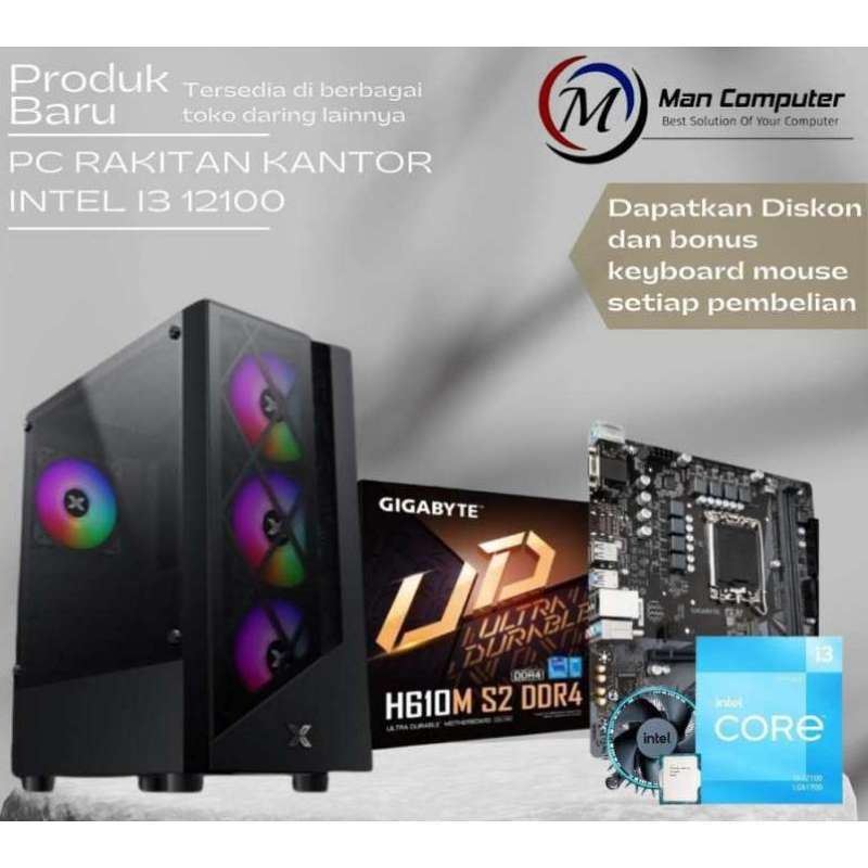 Jual Paket Pc Rakitan Intel Core I3 12100 Gen 12/ Ssd 256 Nvme + Hdd di Seller MANCOMP_ID ...