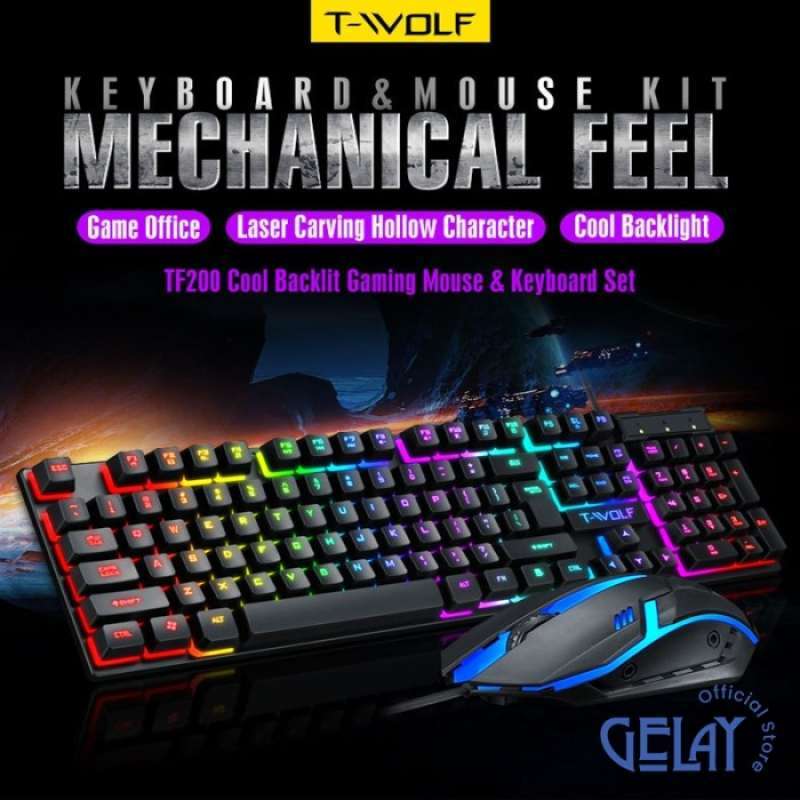 Promo Paket Gaming Wired Keyboard dan Mouse RGB - T-Wolf - TF200 Diskon ...