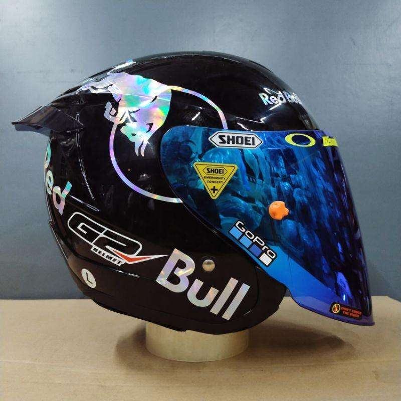 Jual G2 Optimax stiker redbull,spoiler,stiker kaca full visor,kaca ...