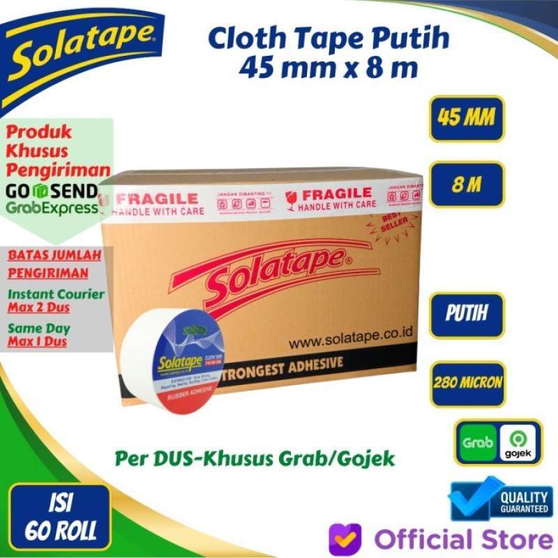 Jual 1 Dus Cloth Tape / Lakban Kain 45mm x 8m (60 Roll) di Seller ...