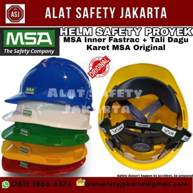 Jual Helm Safety Proyek MSA V-Gard USA Fas-Trac + Tali Dagu MSA ...