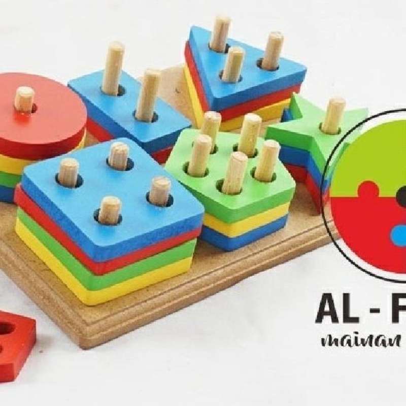 Jual Mainan Edukasi Anak-Menara Geometri 6 Bentuk di Seller CV Alfaqih ...