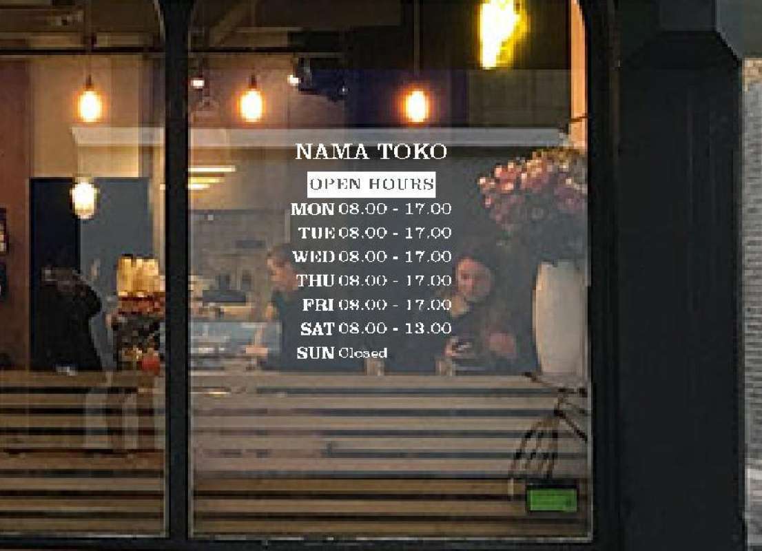 Jual Sign Stiker Nama Jam Buka Tutup Toko Store Opening Hours Cutting ...