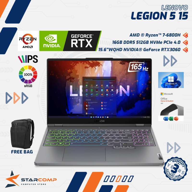 Jual LENOVO LEGION 5 15 RYZEN 7 6800H 16GB 512SSD RTX3060 6GB W11 OHS ...