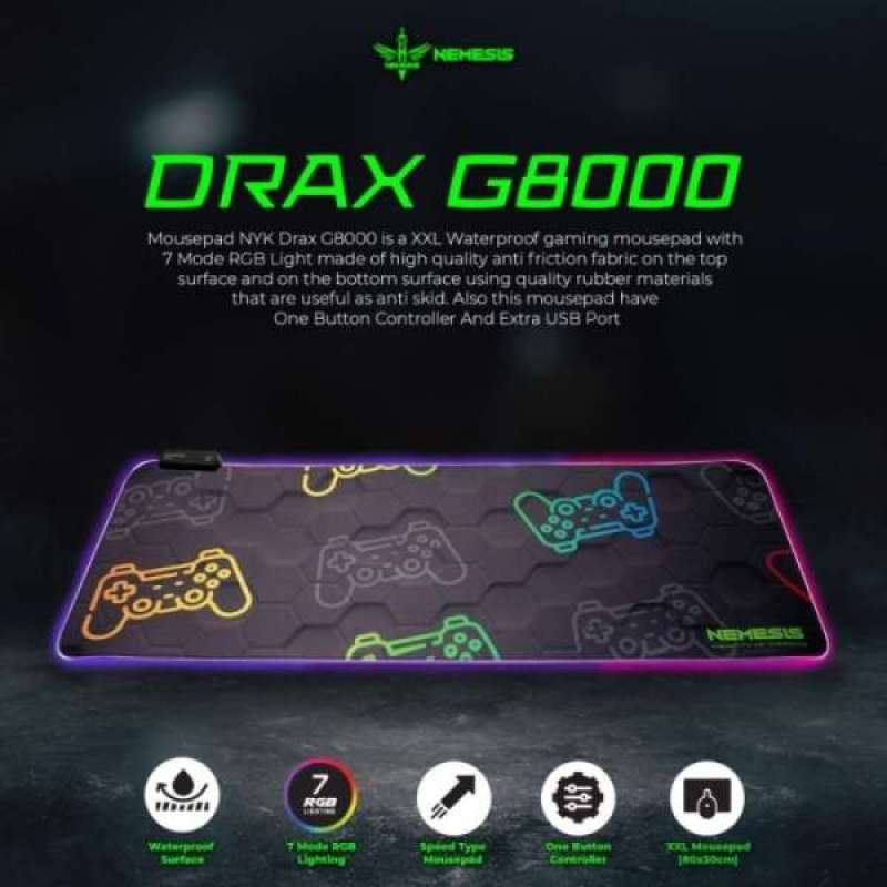 Jual NYK Drax G8000 / G-8000 RGB Cloth XXL - Gaming Mousepad di Seller ...