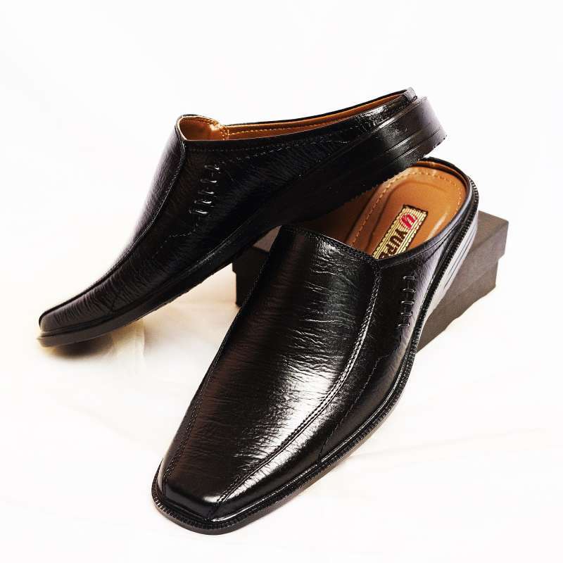 Promo Sepatu Sandal Slop Pria 100% Kulit Sapi Asli Tekstur Serat Kayu ...