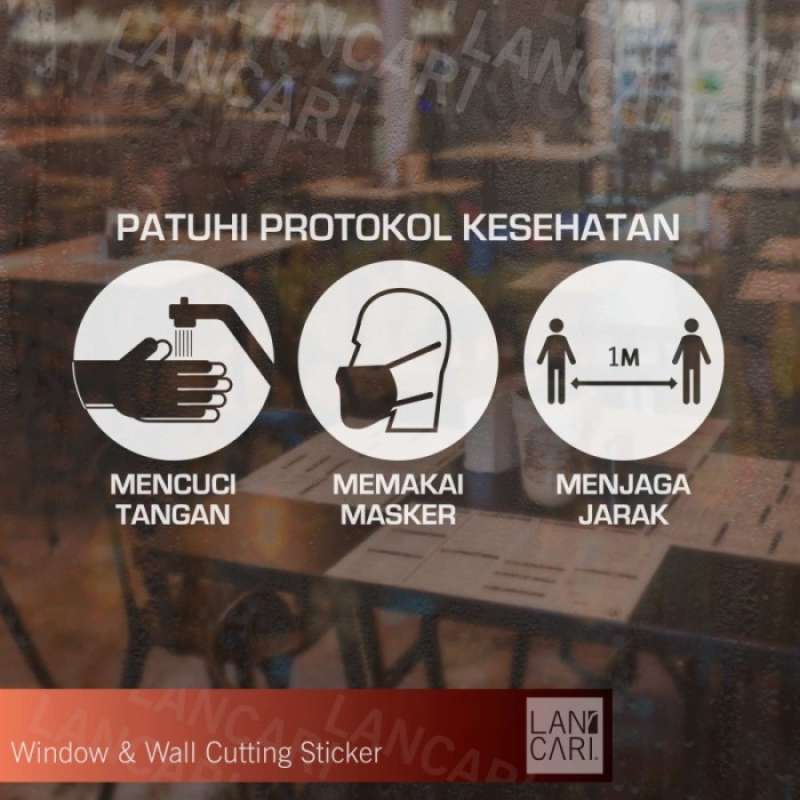 Jual Sticker Stiker Prokes Cutting Kaca Dinding 3m Rumah Kantor Wall ...