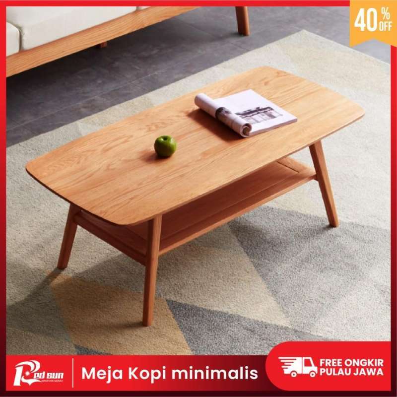 Promo Red Sun Meja Tamu Minimalis Kopi Walnut Elegant Kayu Mahoni Solid ...