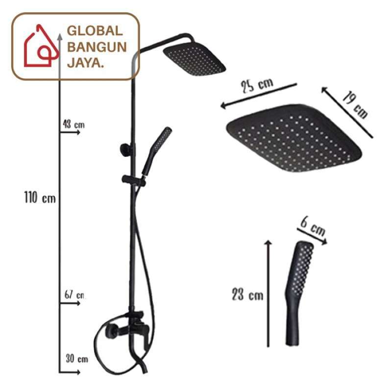 Promo Shower Set Column Black Doff Kotak / Shower Mandi / Keran Panas ...