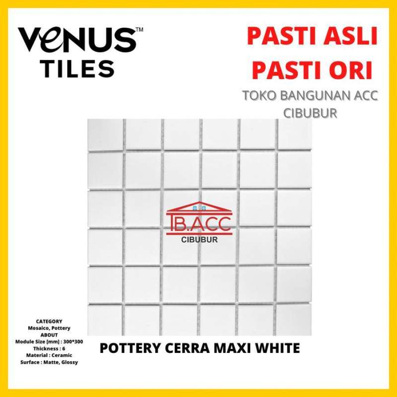 Jual Mosaic Venus Tile Pottery Cerra Maxi White Matte - Glossy Di ...