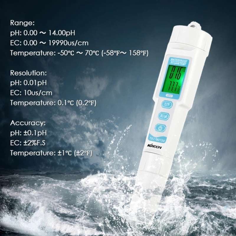 Jual 3IN1 PH EC Temperature Water Quality Tester Pen Alat Ukur Kualitas ...