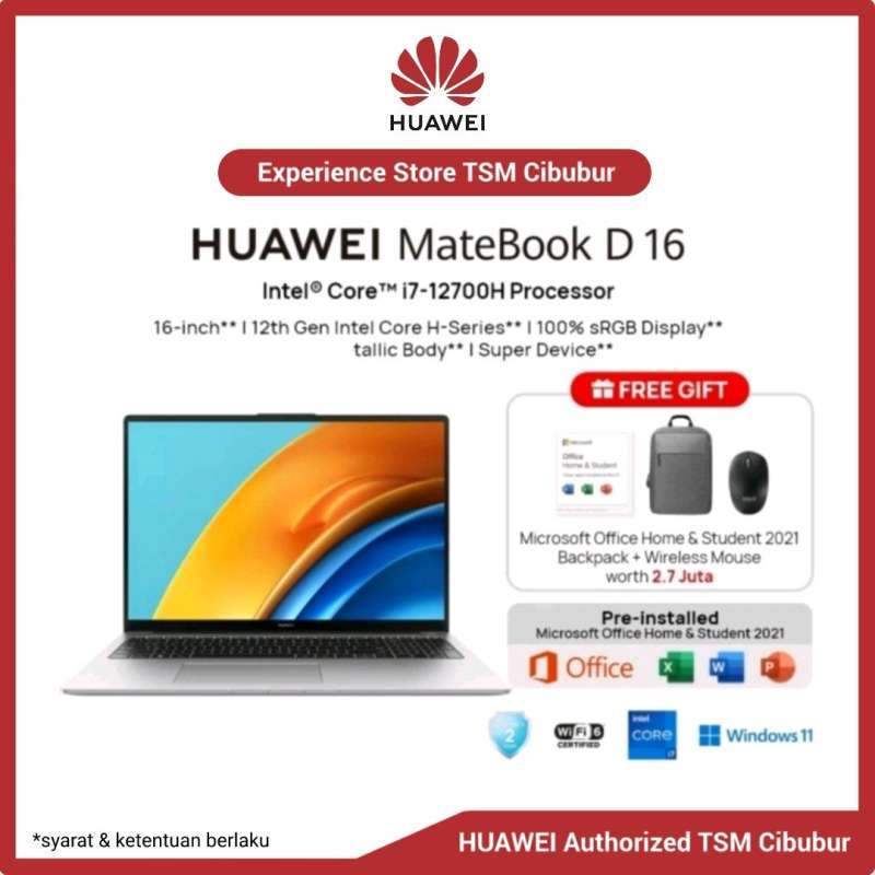 Jual HUAWEI MateBook D16 Laptop [16+512GB] | 16 Inch Vast Display di ...