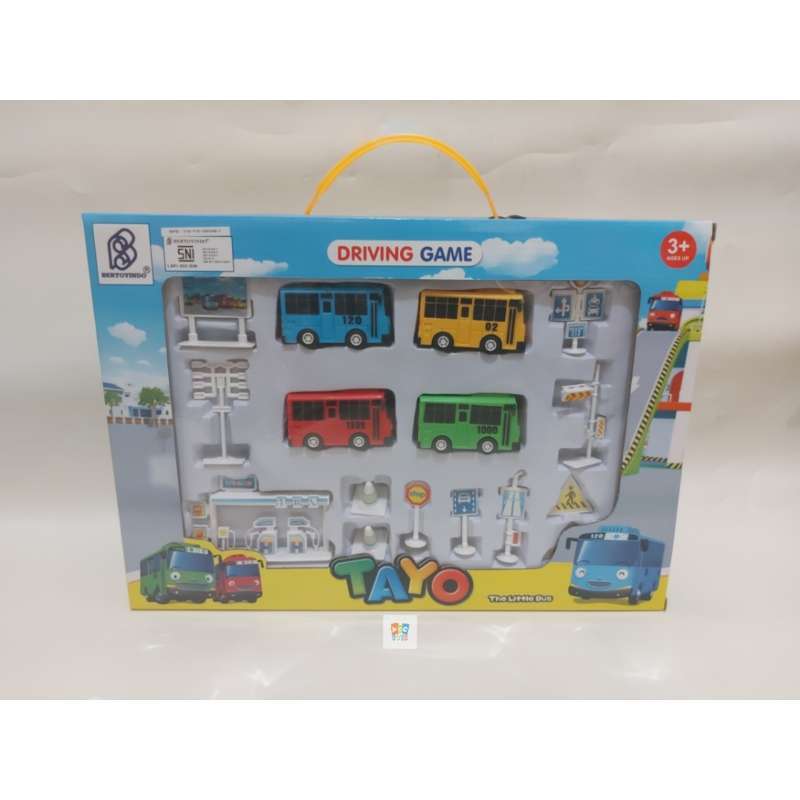 Jual Mainan Bus Tayo 4 PCS Driving Game With Map & Mainan Rambu Lalu ...