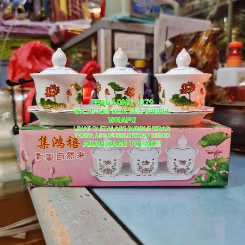 Jual Cangkir Puja Gelas Sembahyang Set Keramik Isi 3 Da Bei Sheng Sui ...
