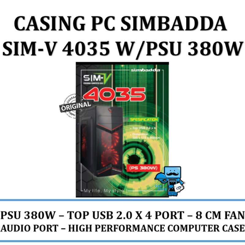 Promo Casing Pc Simbadda Sim V 4035 - 380 Watt Power Supply 24 Pin ...