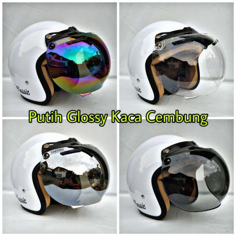 Jual helm retro classic putih glossy model helm bogo helm dewasa - M-L ...