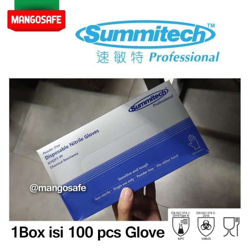 Jual Sarung Tangan Safety Disposable Gloves Karet Nitrile Summitech ...